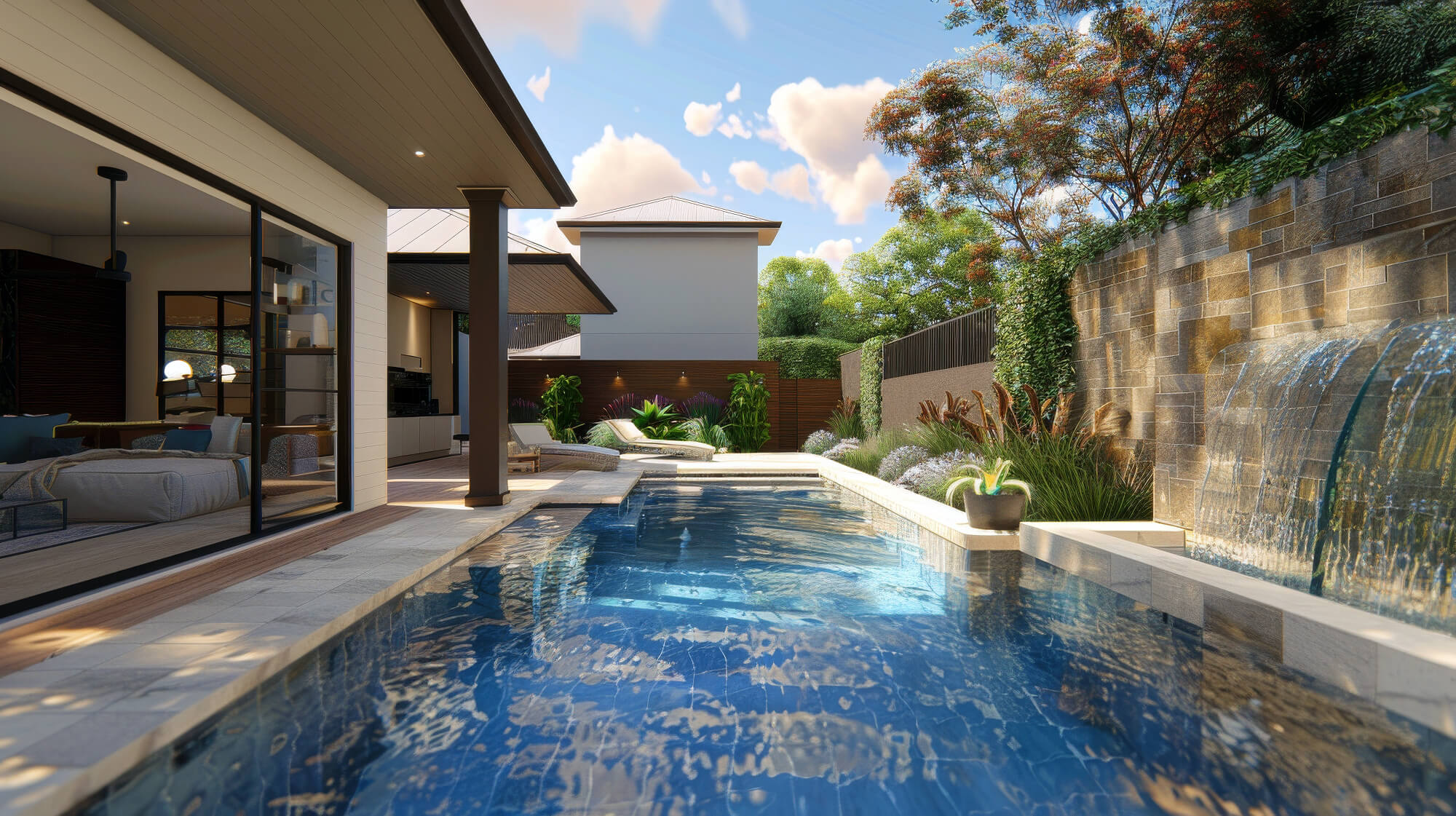 Must-Have Tips for Adding Waterfalls to Your Pool Design ‐ Flamingo Pools