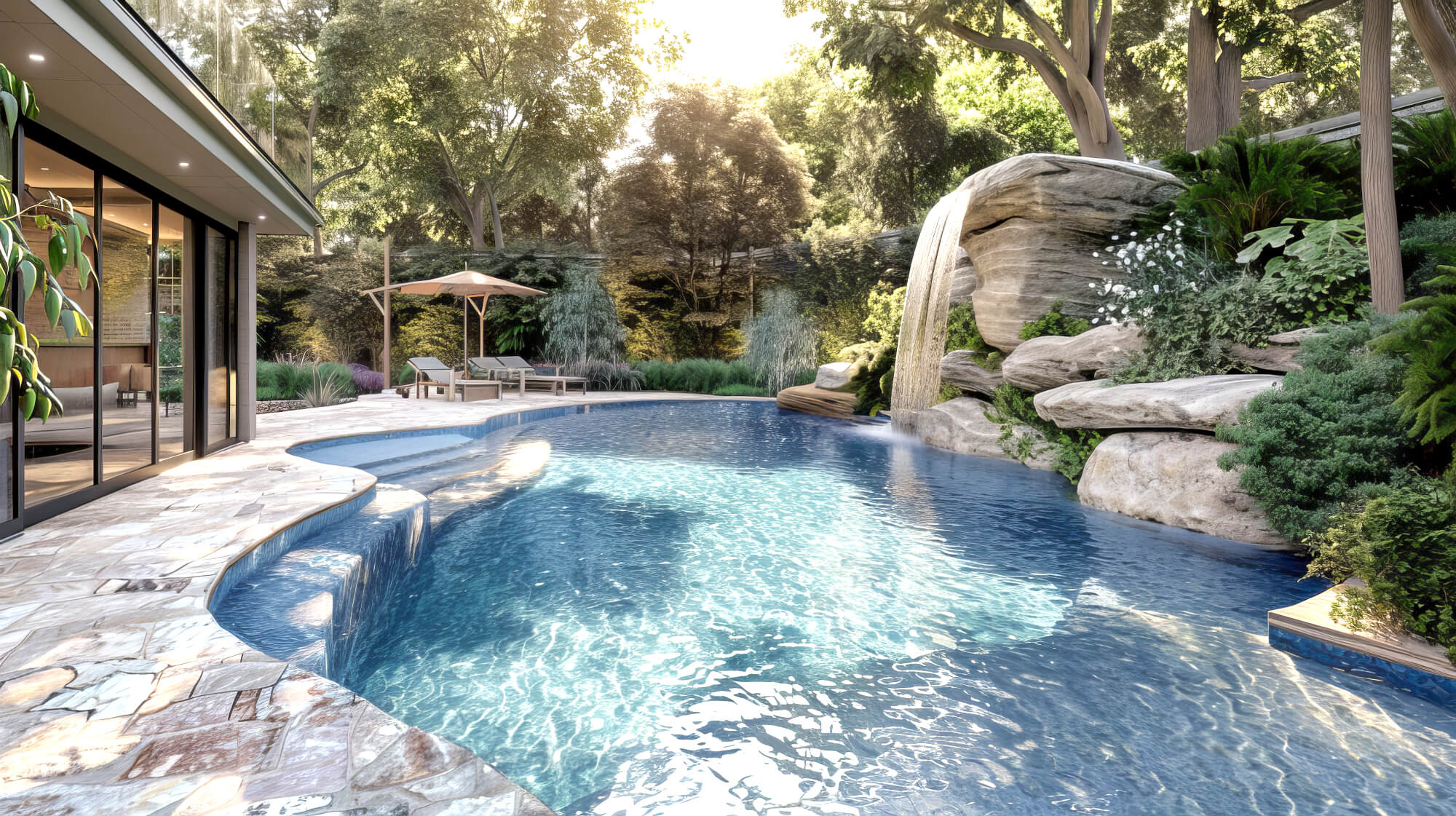 Must-Have Tips for Adding Waterfalls to Your Pool Design ‐ Flamingo Pools